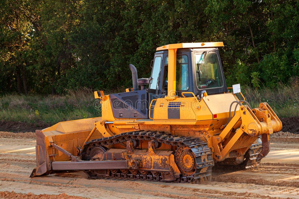 Bulldozer in Action on a Construction Site Stock Image - Image of ...