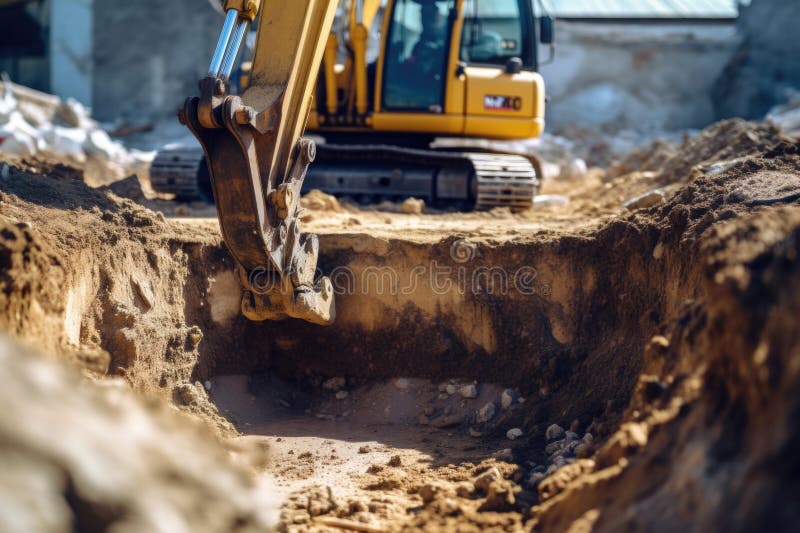 A Bulldozer in Action, Digging a Trench. Ideal for Construction ...