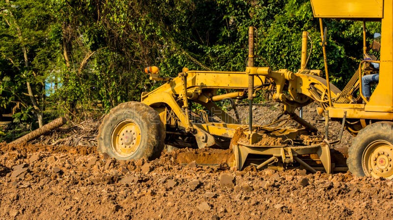 Bulldozer Blade, Industrial Machines Working in Sandpit Stock Image ...