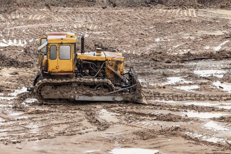 Bulldozer at Building Construction Site Stock Photo - Image of ...