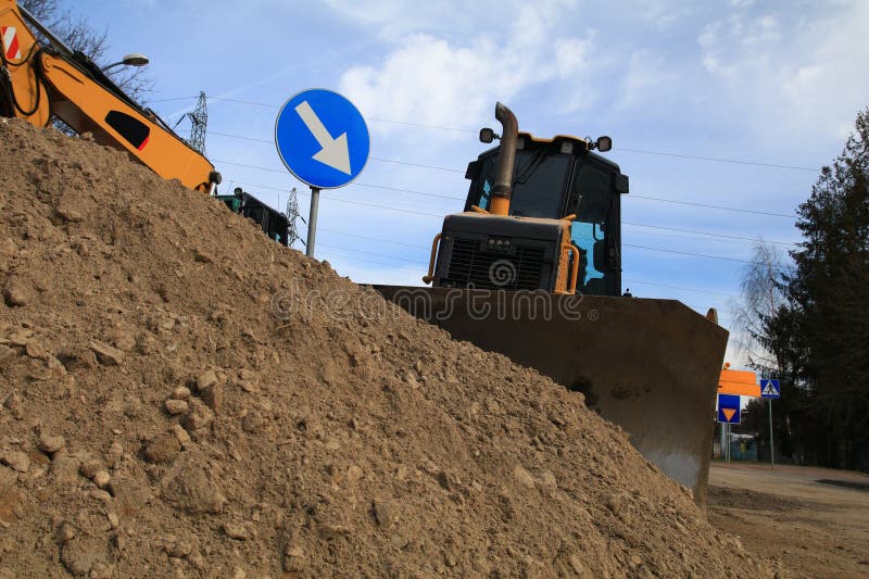 Bulldozer Construction Highway Construction Work Stock Photo - Image of ...