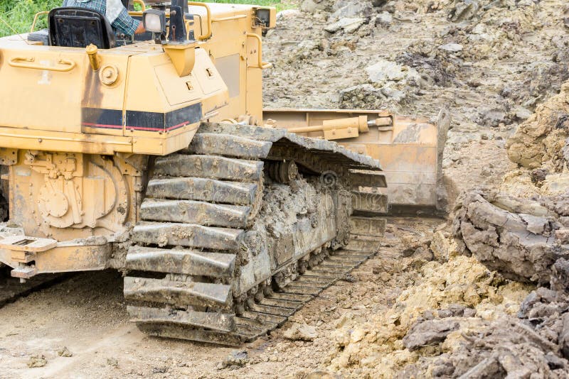 Bulldozer in Construction Site Stock Photo - Image of digger, bucket ...
