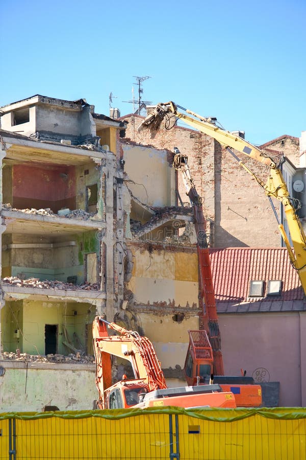 Bulldozer destroy building stock photo. Image of europe - 11283274