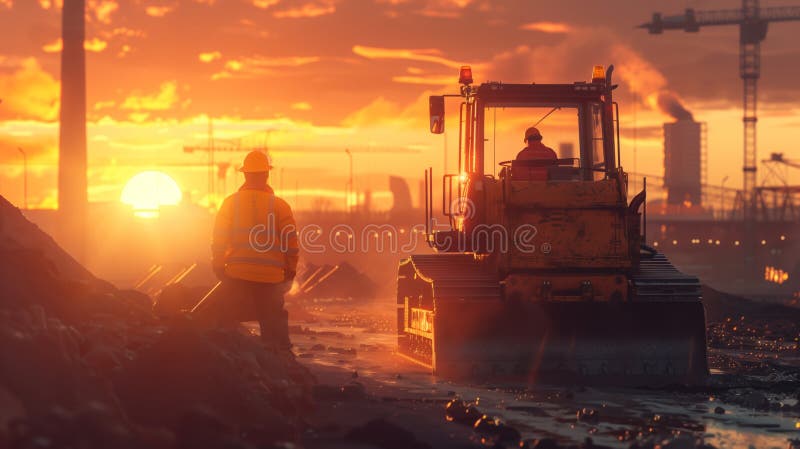 Bulldozer Digging through Large Pile of Rubble Stock Photo - Image of ...