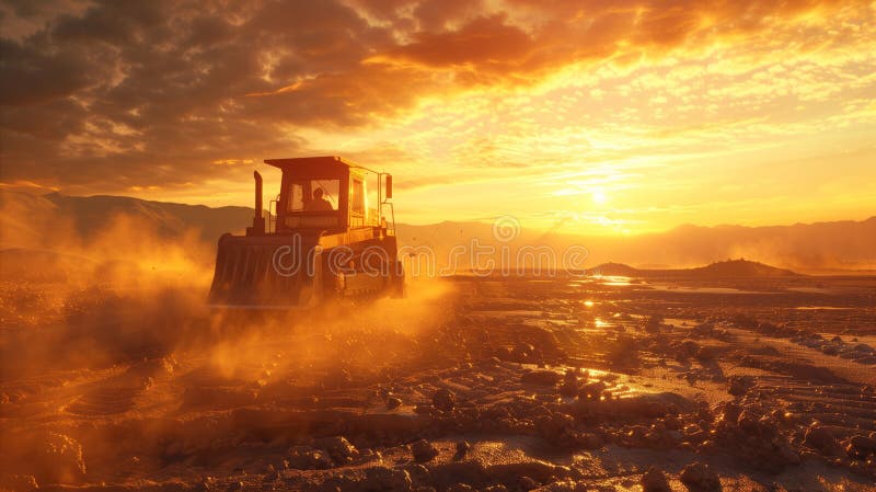 Bulldozer Digging through Large Pile of Rubble Stock Image - Image of ...