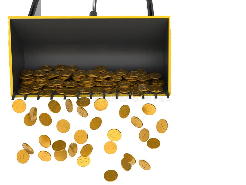 Bulldozer droping money stock illustration. Illustration of money - 9550221