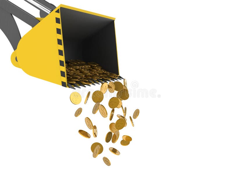 Bulldozer droping money stock illustration. Illustration of crisis ...