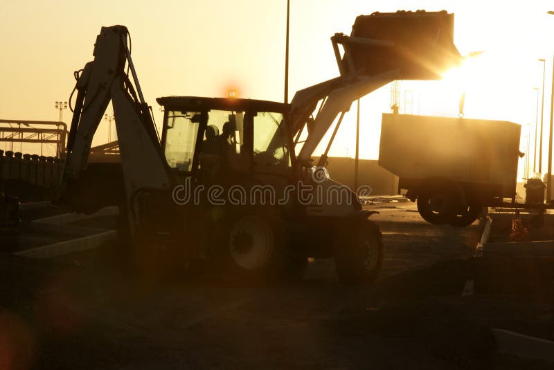 Bulldozer Excavator Backlight Evening Sunset Stock Photo - Image of ...