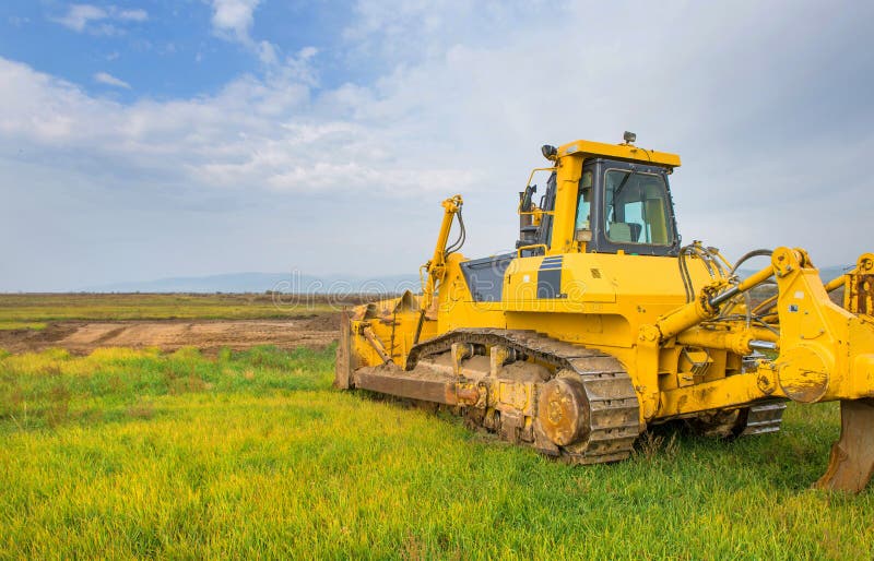Bulldozer in the field stock photo. Image of agriculture - 78200646