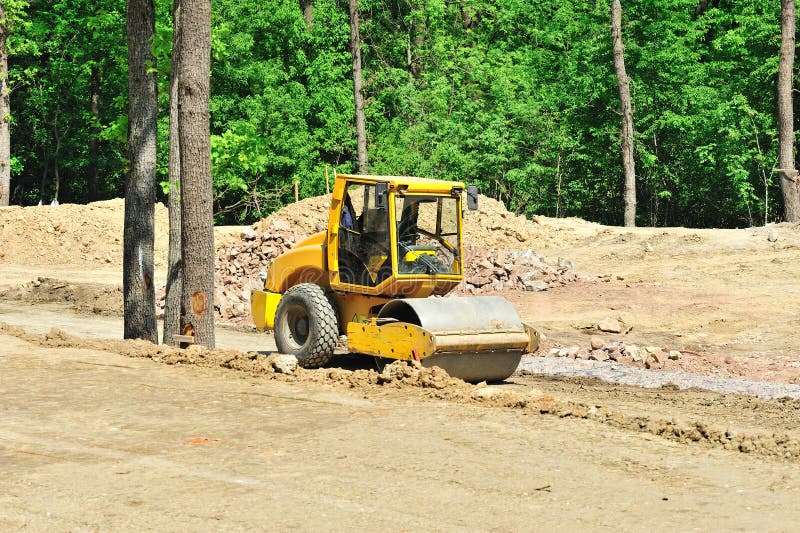 Road Construction. Machinery Tools on Site Stock Photo - Image of ...