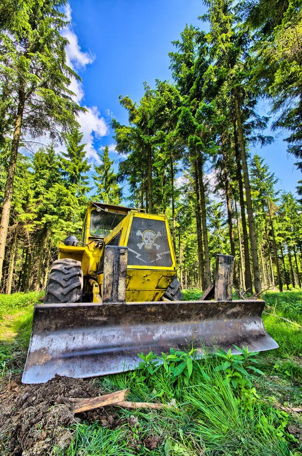 Bulldozer in the forest stock image. Image of machine - 25770111