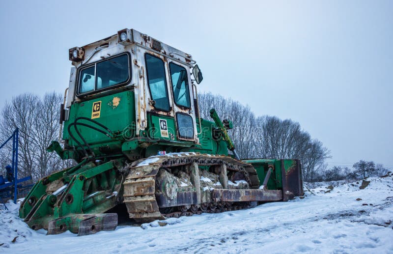 Bulldozer Frozen on a Construction Site Editorial Stock Image - Image ...