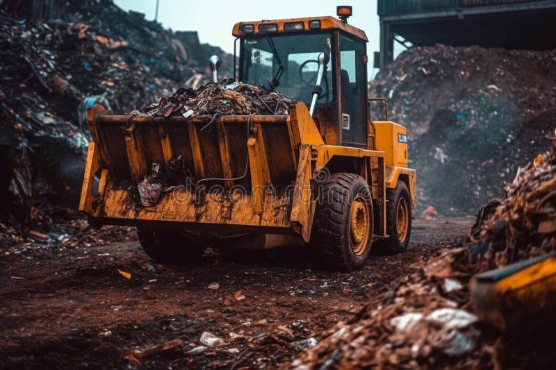 Bulldozer in a Garbage Dump, Generative Ai Stock Illustration ...