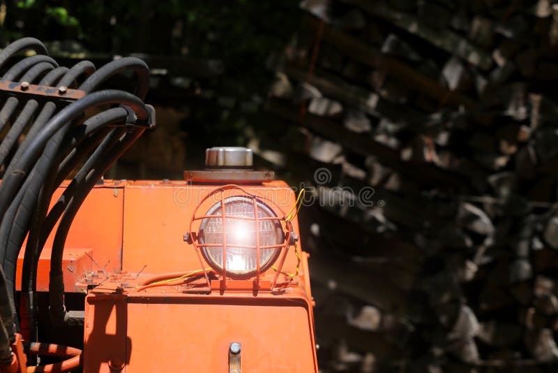 Bulldozer Headlight, Huge Orange Powerful Construction Machine Stock ...