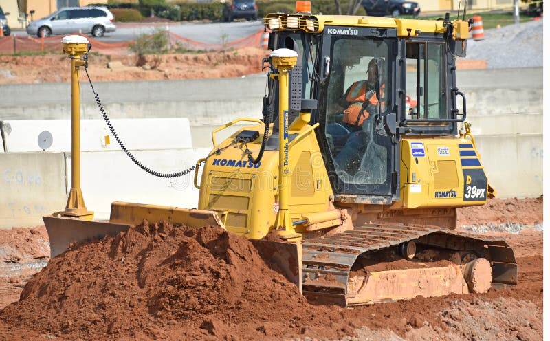 Bulldozer on Highway Construction Site Editorial Photography - Image of ...