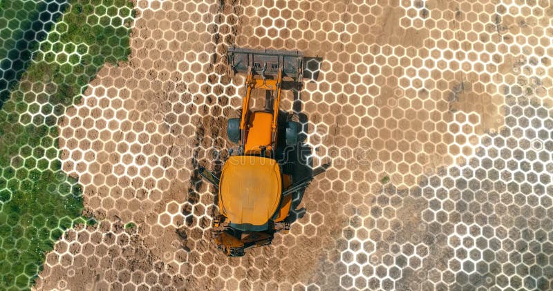 Bulldozer with HUD Elements at a Construction Site. Modern Bulldozer ...
