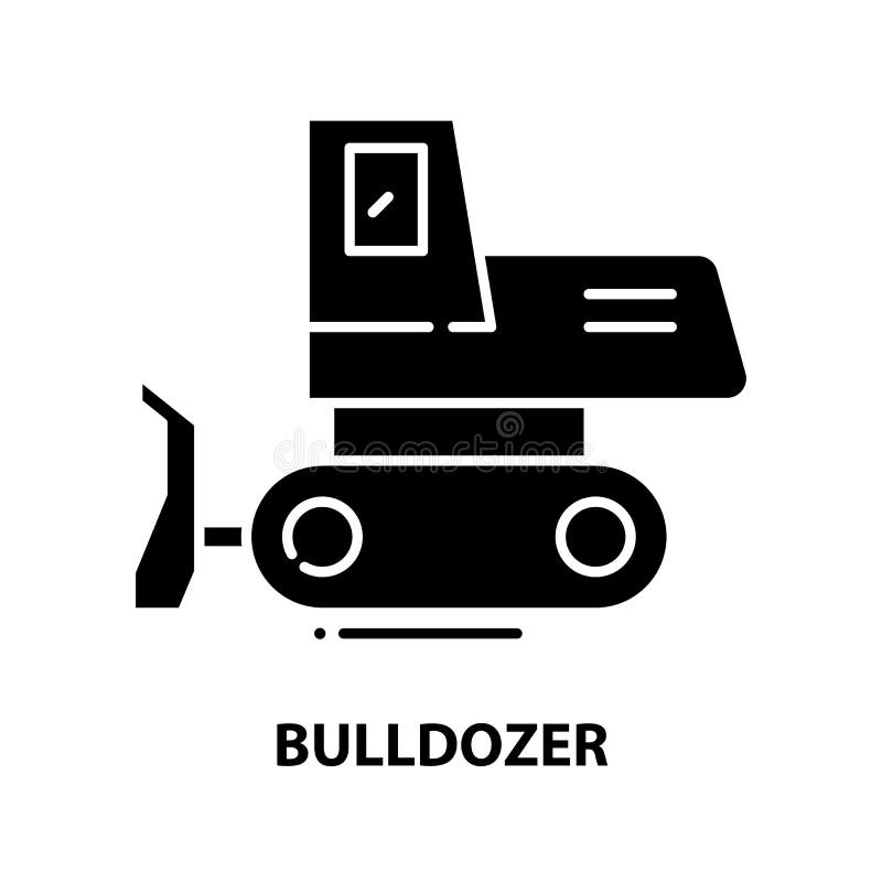 Bulldozer Icon, Black Vector Sign with Editable Strokes, Concept ...