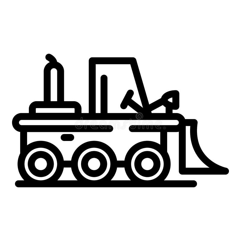 Bulldozer Icon, Outline Style Stock Vector - Illustration of machine ...