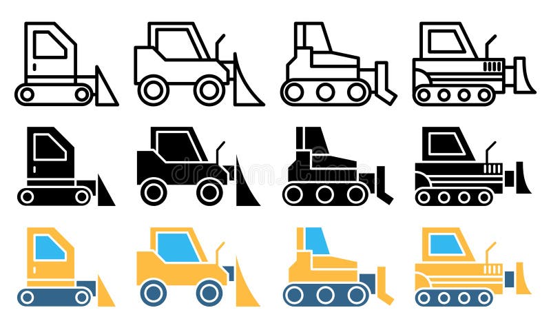 Bulldozer icon vector stock vector. Illustration of dozer - 348101894