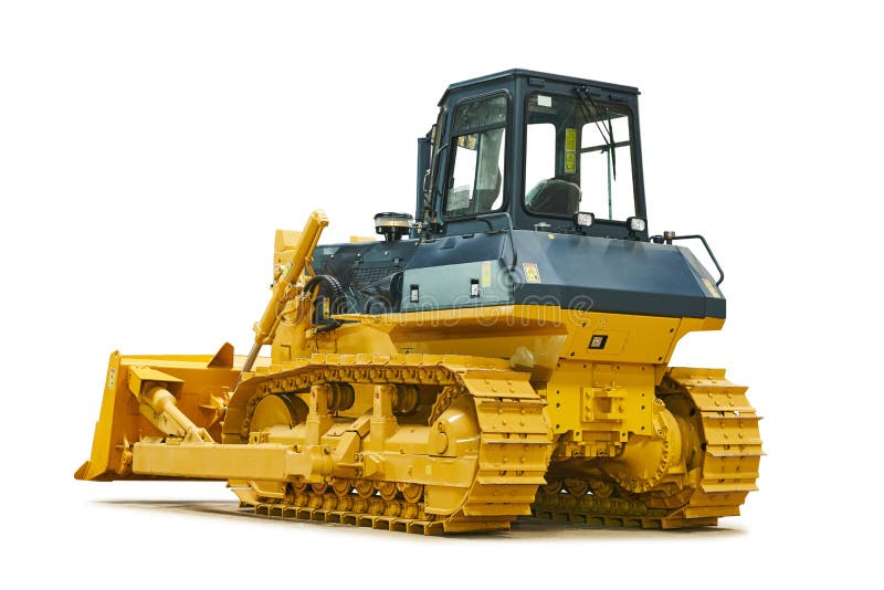 Bulldozer Loader Machine for Earthmoving Works on White Stock Photo ...