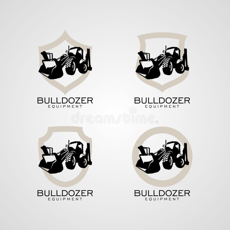 Bulldozer Logo Designs Template Set Stock Vector - Illustration of logo ...