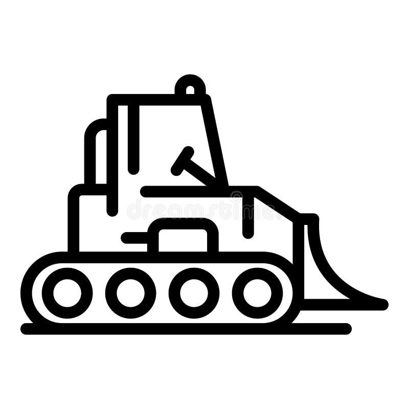 Bulldozer Machine Icon, Outline Style Stock Vector - Illustration of ...