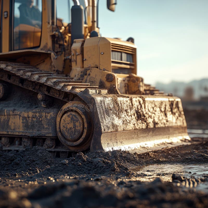 Bulldozer Moving Earth on a Construction Site. Stock Photo - Image of ...