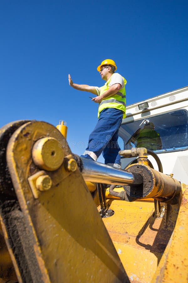 Bulldozer operator stock image. Image of maintenance - 45124945