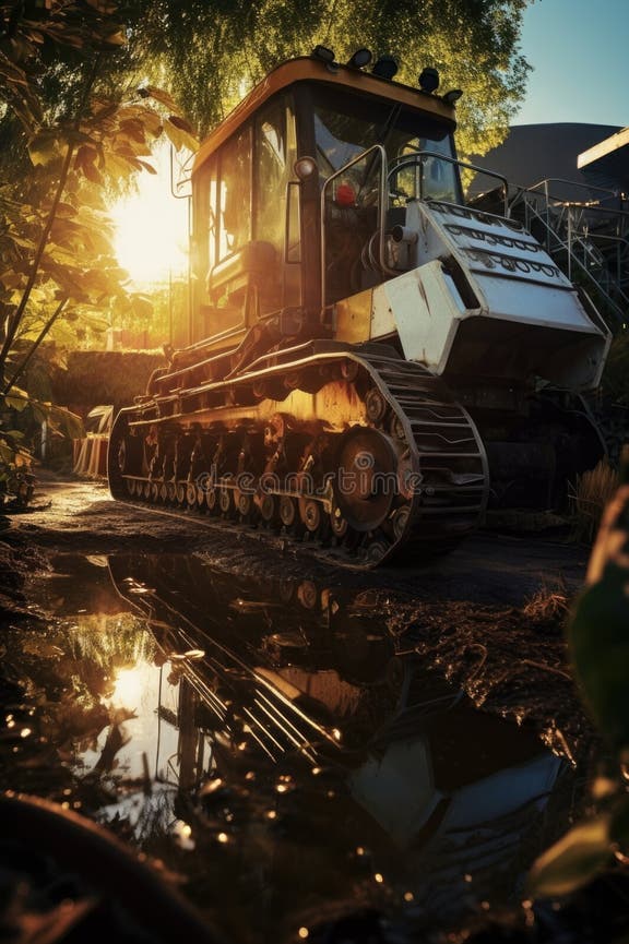 A Bulldozer Parked on a Muddy Road. Suitable for Construction or ...