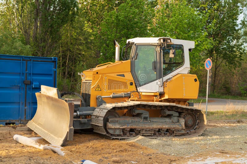 A Bulldozer on a Construction Site Stock Photo - Image of commercial ...