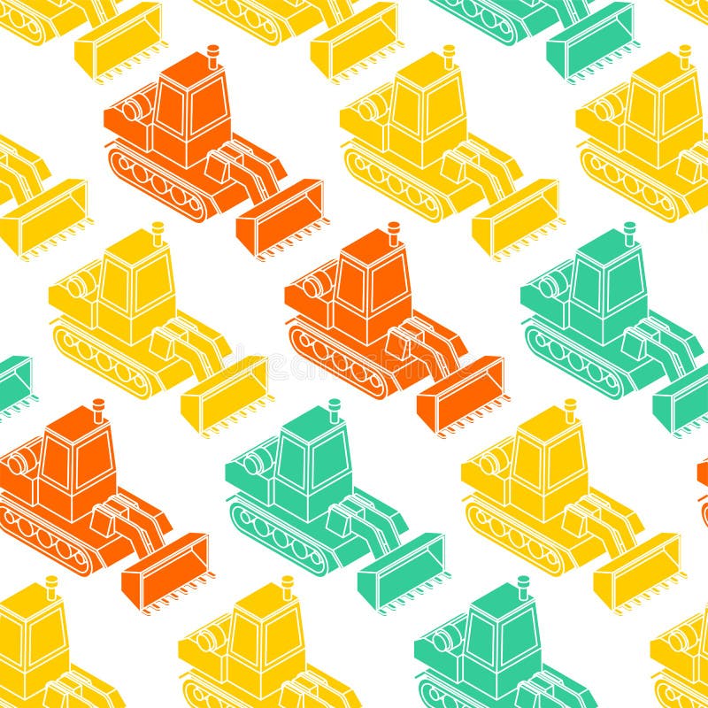 Bulldozer Pattern Seamless. Grader Background. Agrimotor Ornament ...