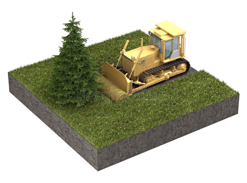 Bulldozer stock illustration. Illustration of land, grass - 44136892