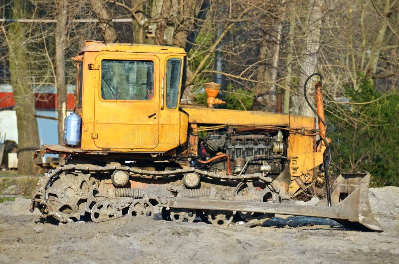 Bulldozer on Road Construction Site Stock Image - Image of dirt ...