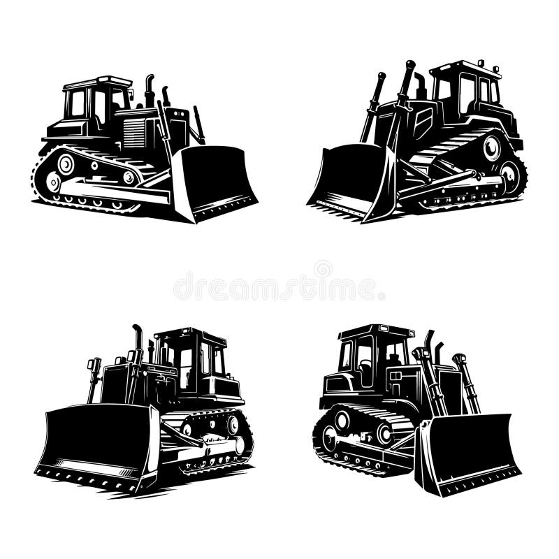 Bulldozers Black White Stock Illustrations – 72 Bulldozers Black White ...