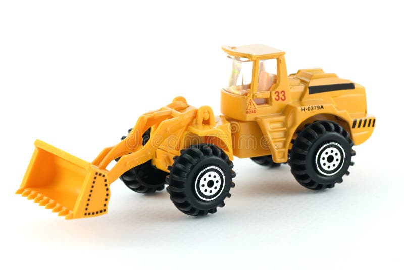 Bulldozer toy stock image. Image of soil, white, loader - 16010115