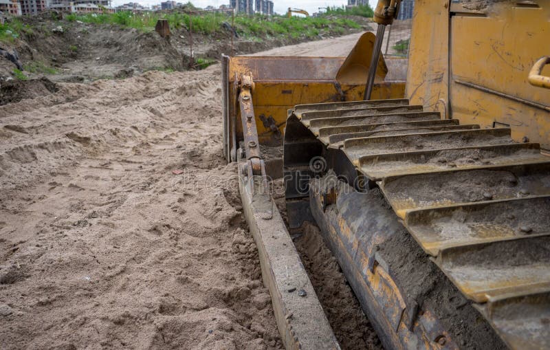 Bulldozer at work stock photo. Image of tractor, excavation - 148889308