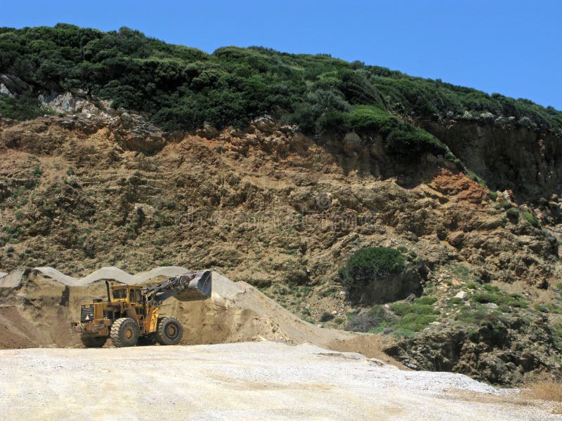 Excavator Work, Heaps of Sand Stock Image - Image of danger, clear ...