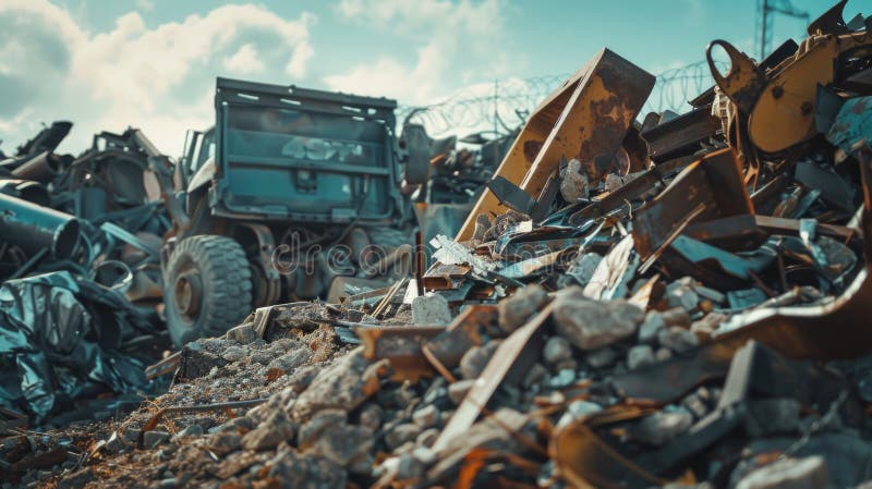 Bulldozer Working on Clearing Rubble Site, Suitable for Construction ...