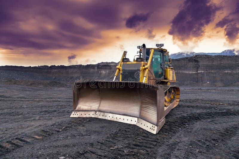 Bulldozer at a coal mine. stock image. Image of industry - 12096871
