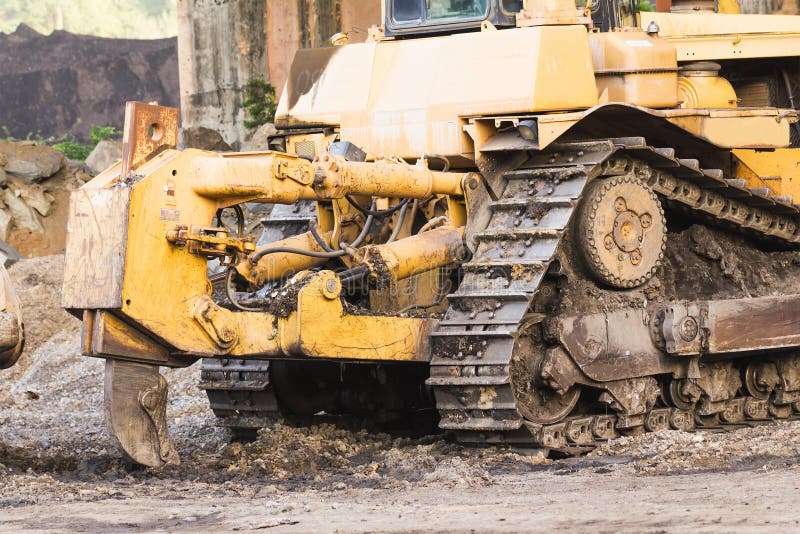 Bulldozer working stock photo. Image of caterpillar, dirtwork - 31684510