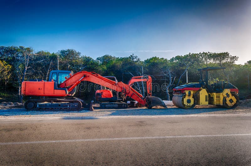 Bulldozer Working Near a Forest Stock Photo - Image of hydraulic ...