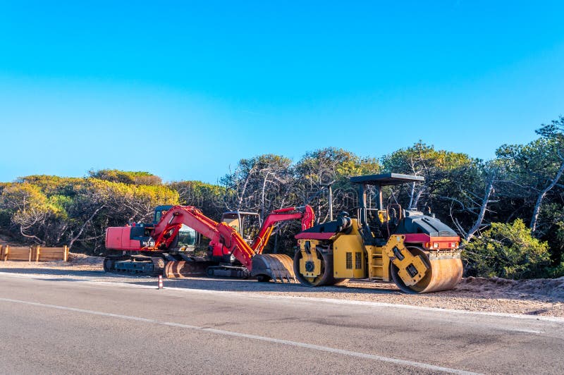 Bulldozer Working Near a Forest Stock Image - Image of dredger, ground ...