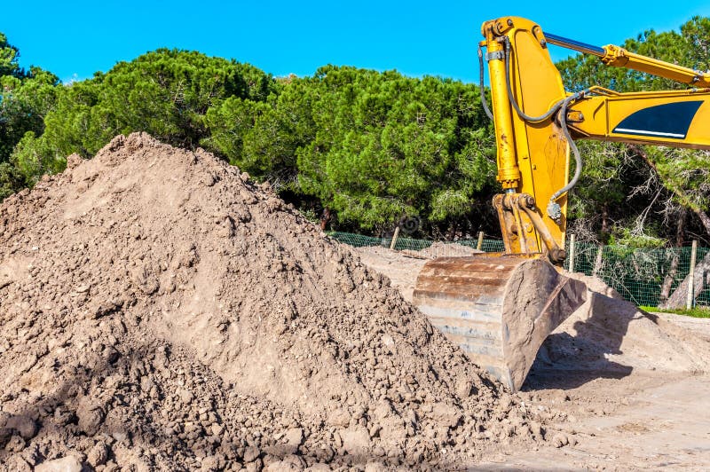 Bulldozer Working Near a Forest Stock Image - Image of earth, action ...