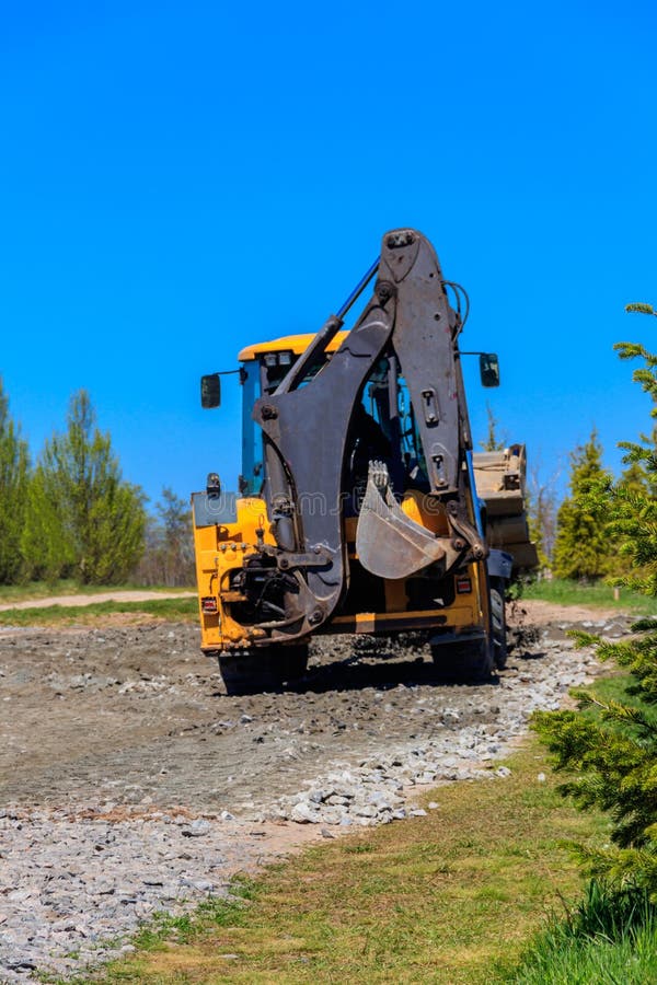 Bulldozer Working on Road Construction Site Stock Image - Image of ...