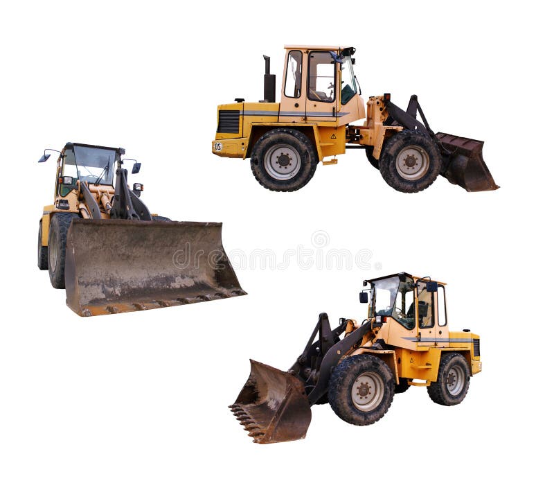 The New Bulldozer of Yellow Color with the Lifted Bucket Stock Photo ...