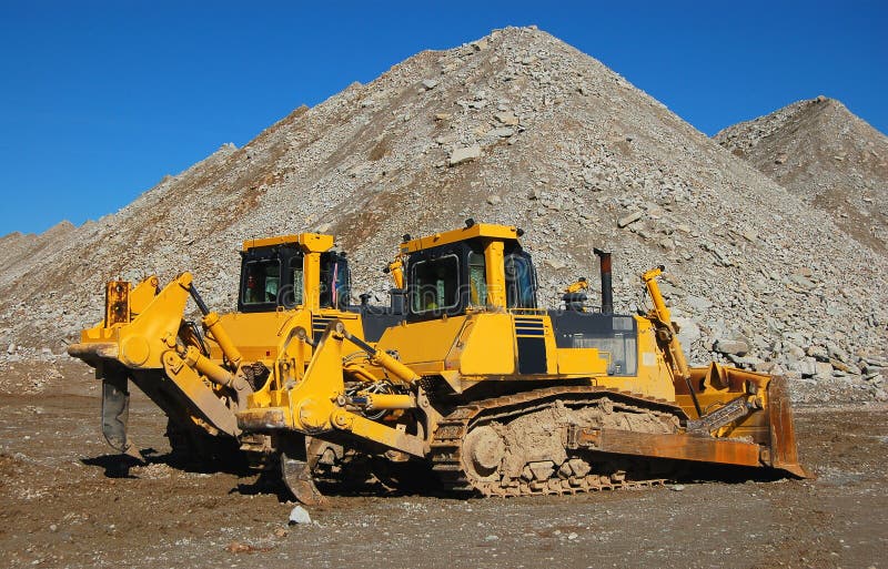 Bulldozers stock photo. Image of open, earth, stone, mineral - 6989892