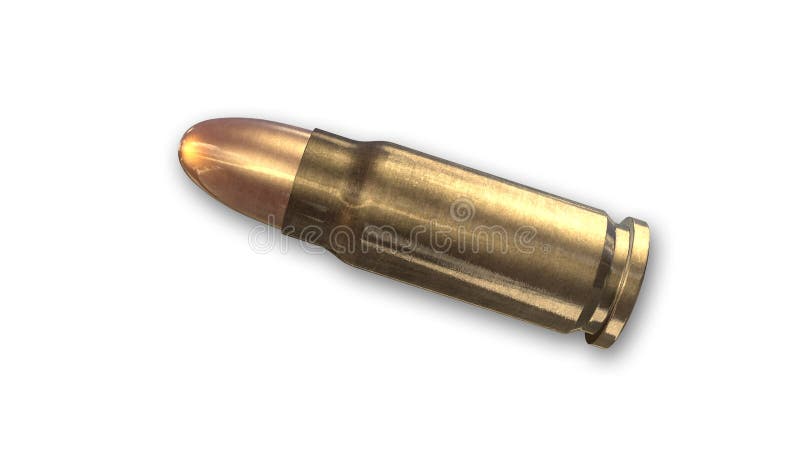 Bullet, Ammunition Isolated on White, Side View Stock Illustration ...