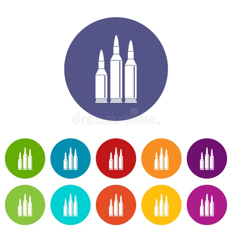 Bullet Ammunition Set Icons Stock Vector - Illustration of pistol ...