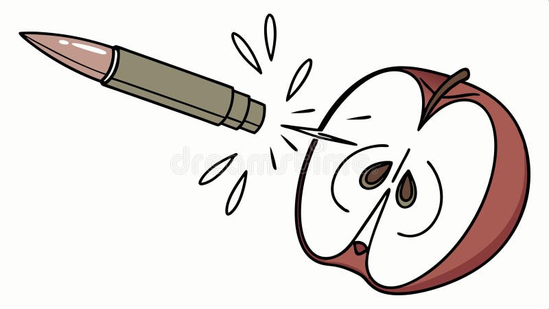 Bullet through Apple, Impact and Force, Dynamic Action Illustration ...