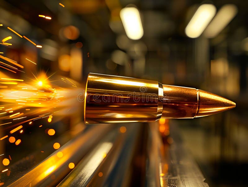 A Bullet Being Cut by a Machine in a Factory Stock Image - Image of ...